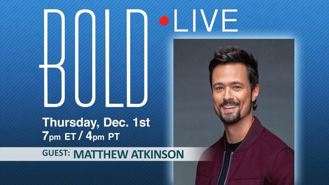 TODAY: Special Edition of 'Bold Live' with Matthew Atkinson